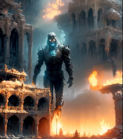 Fantasy realism, apocalyptic ghost rider in a desert ruin, photoshot ...