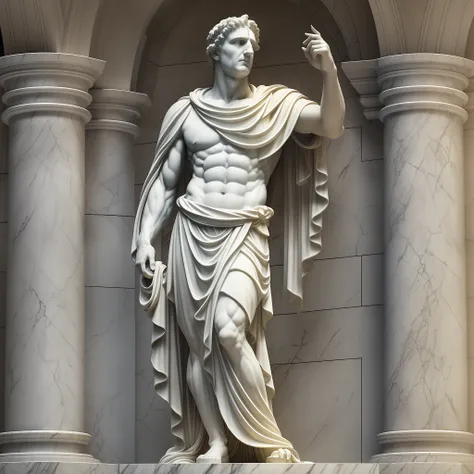 a realistic full body greek white marble statue of julius caesar ...