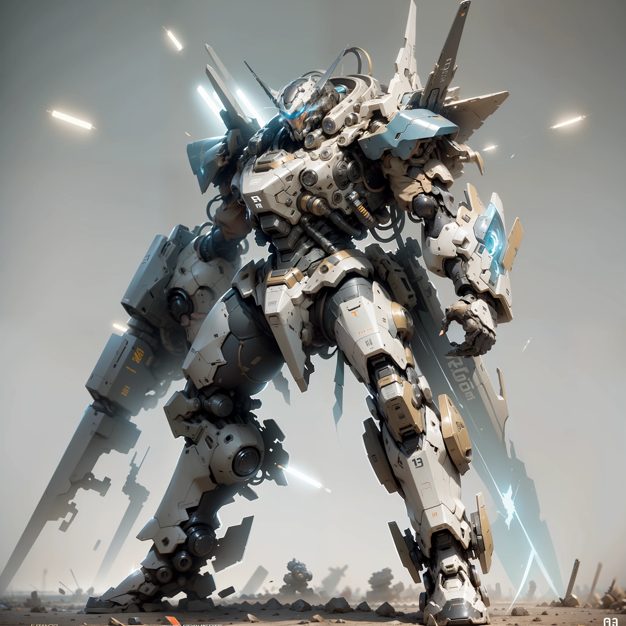 A close up of a robot standing in a desert area - SeaArt AI