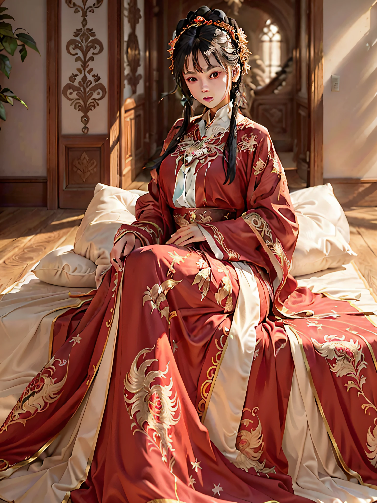 Her features are refined and elegant. Her eyebrows, meticulously shaped ...