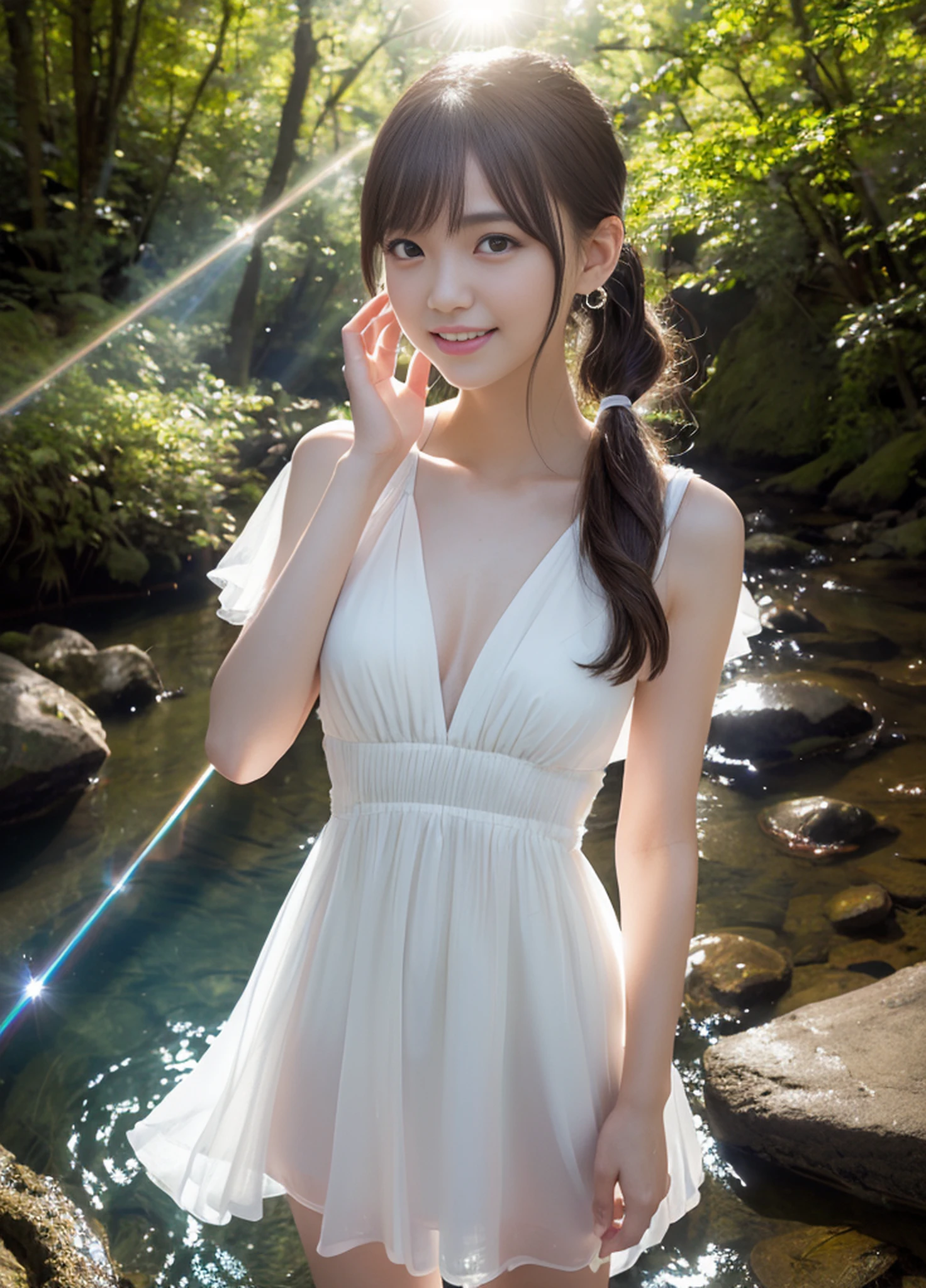 ((1 person)),((Photorealistic))), ((AKB 48))), (Full body photo)), looking up from below - SeaArt AI