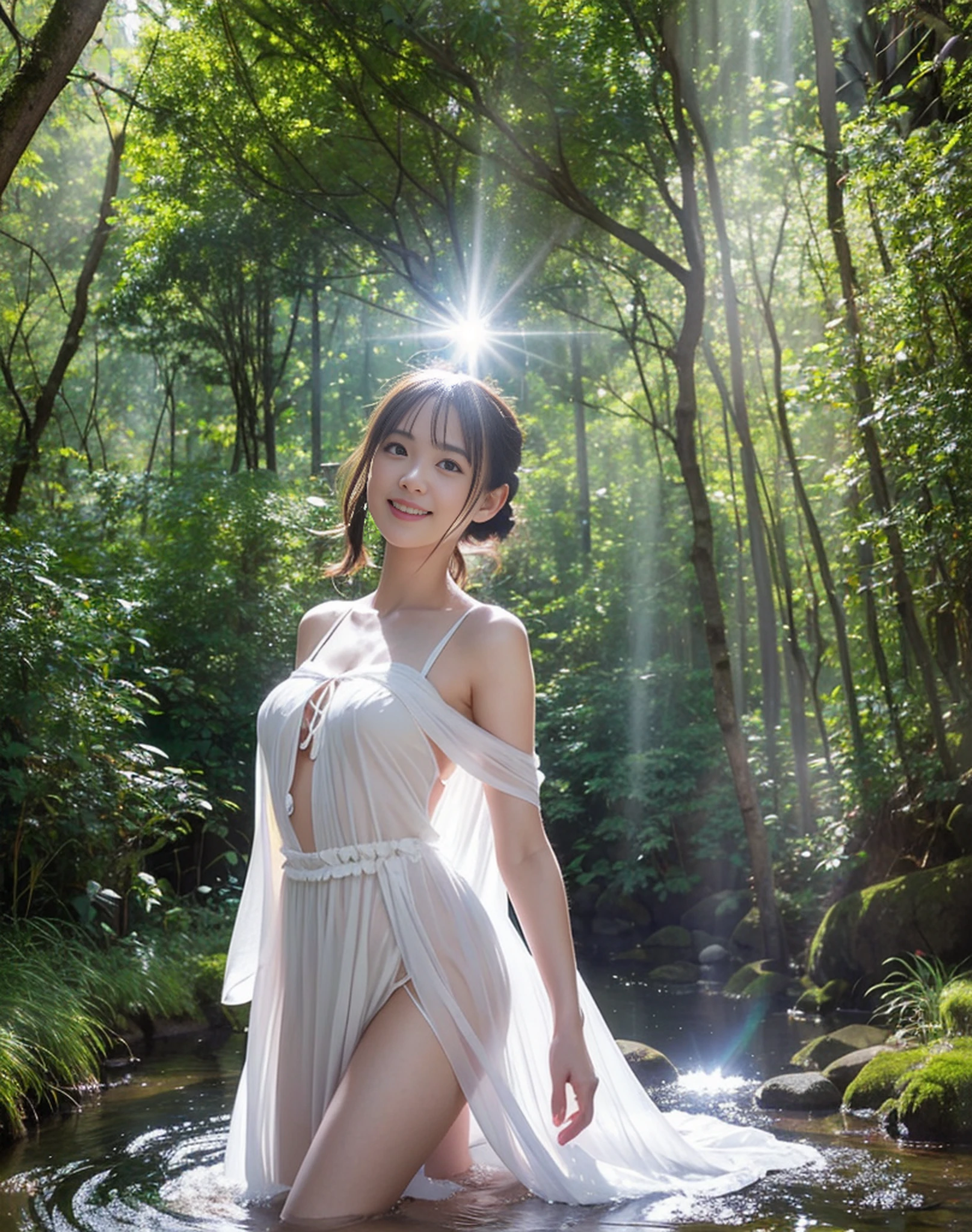 ((1 person)),((Photorealistic))), ((AKB 48))), (Full body photo)), looking up from below - SeaArt AI