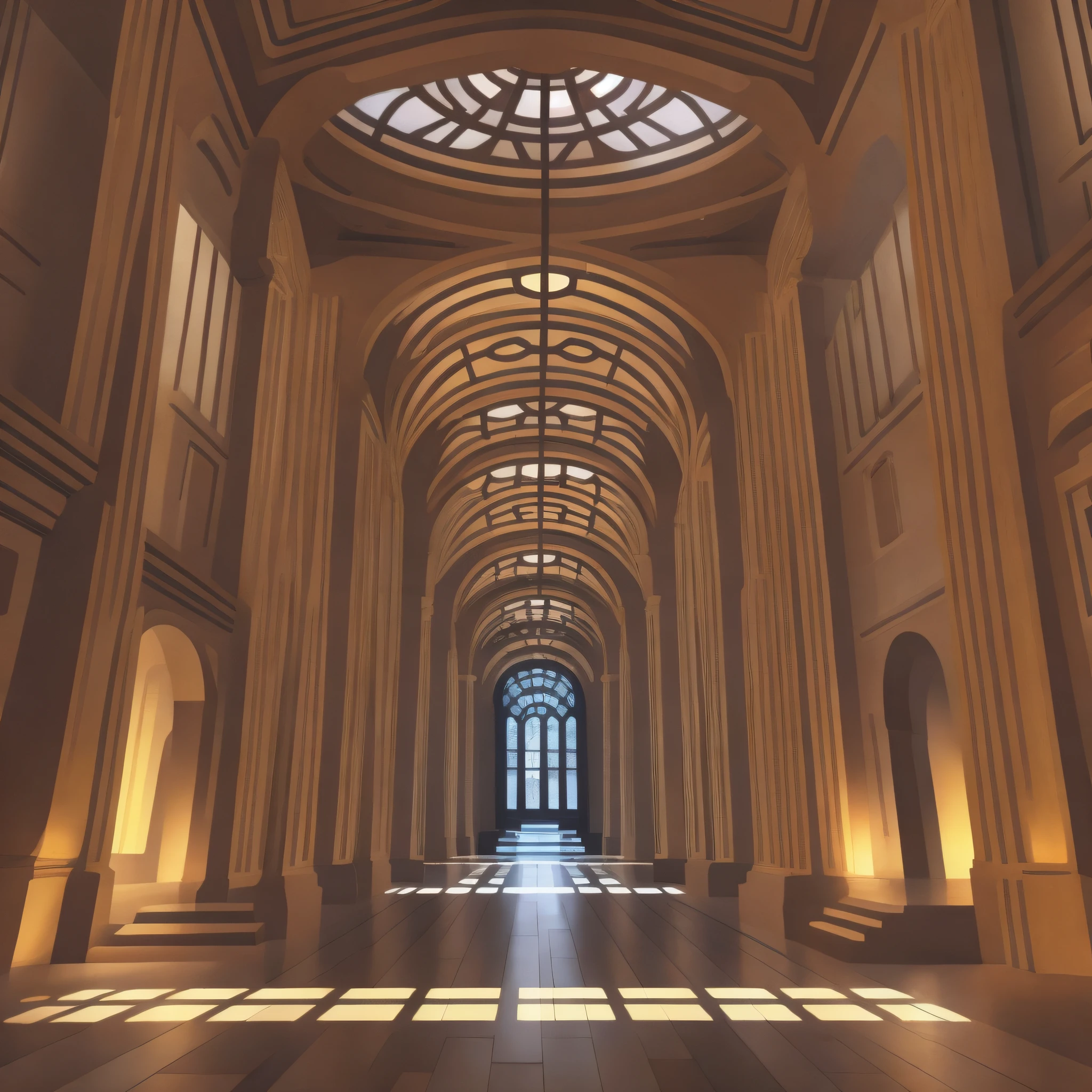 A close up of a hallway with a ceiling and a light - SeaArt AI