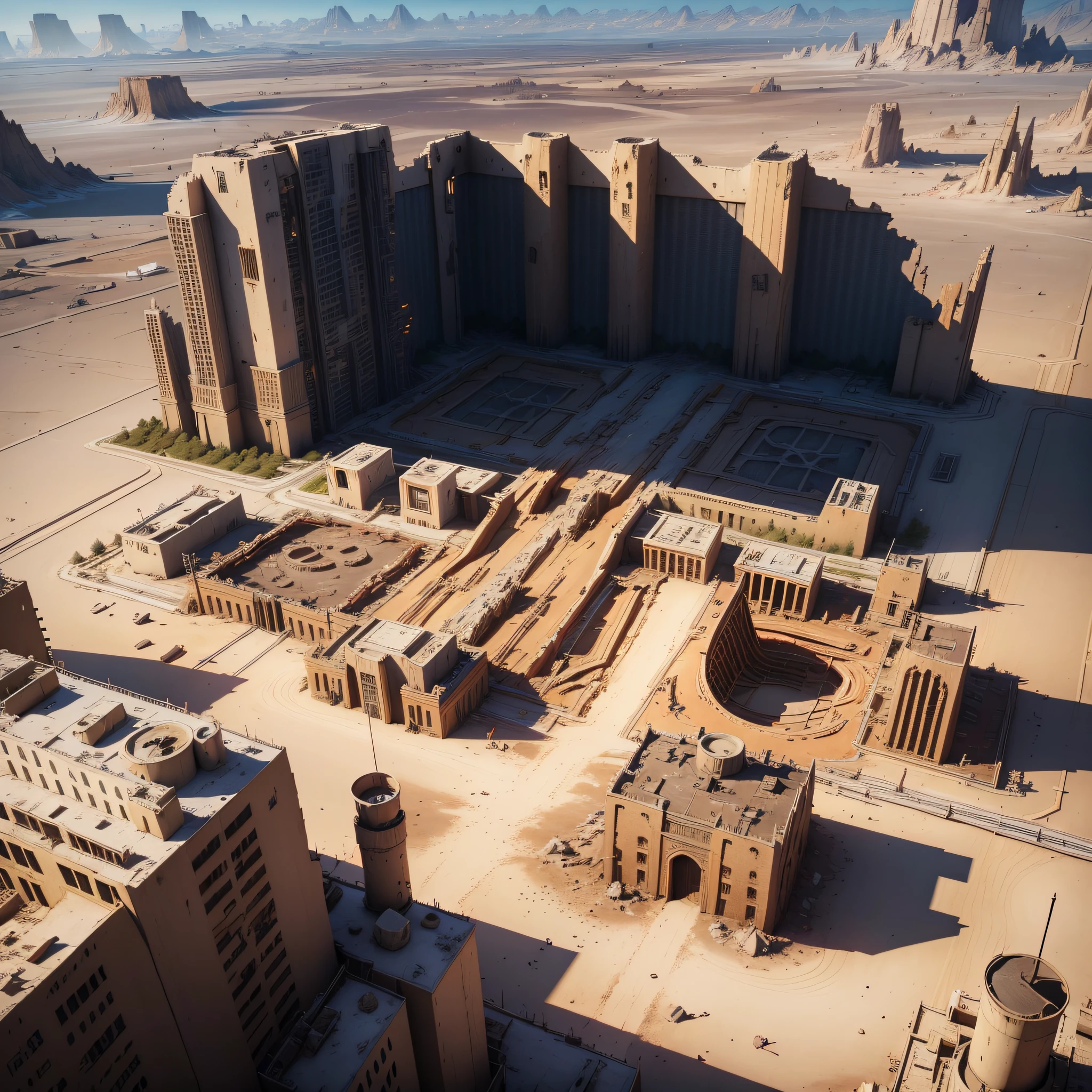 Arafed view of a city with a large building in the middle - SeaArt AI