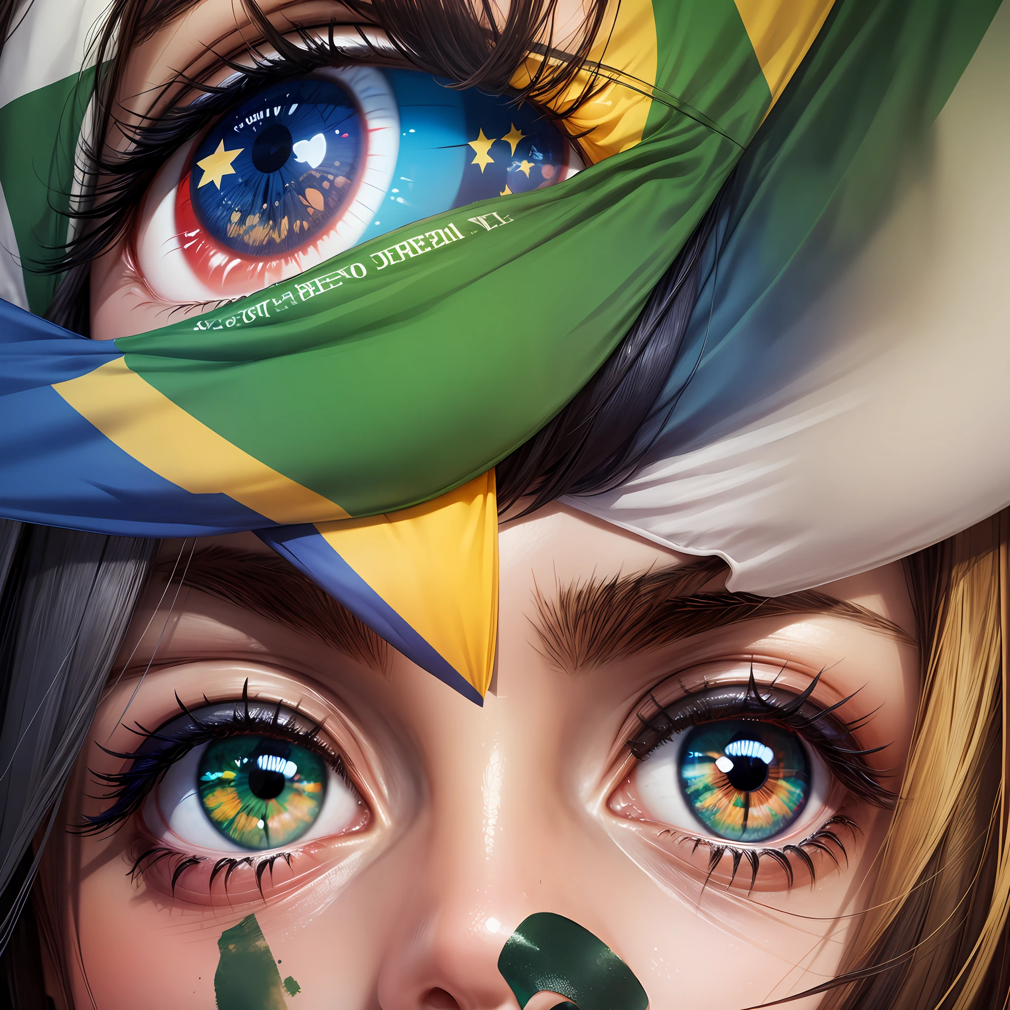 Eyes with the flag of Brazil --auto --s2 - SeaArt AI