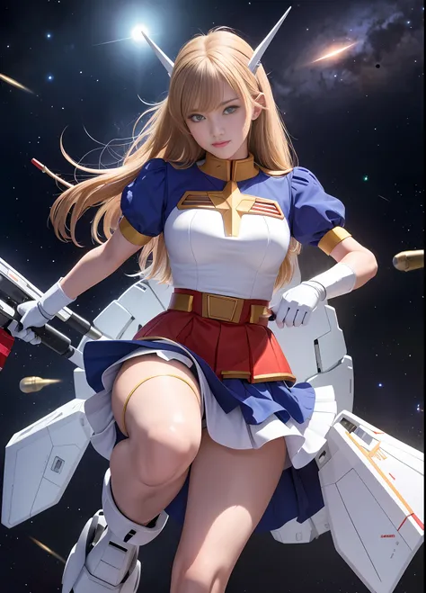 (最高品質), (傑作), NSFW, 機動戦士ガンダムF91の擬人化, 上半身の素晴らしいハイライト - SeaArt AI