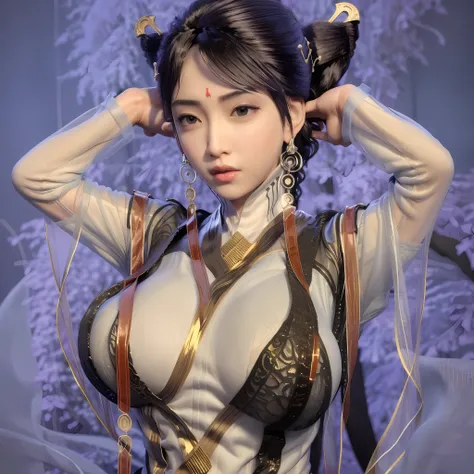 Meng Li, big breasts, transparent clothes, rubbing her breasts, black silk two-dimensional ...