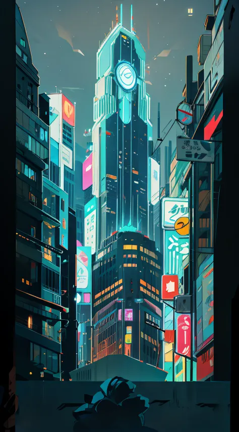 City night view, high-rise buildings, neon flashing, exquisite, giant ...