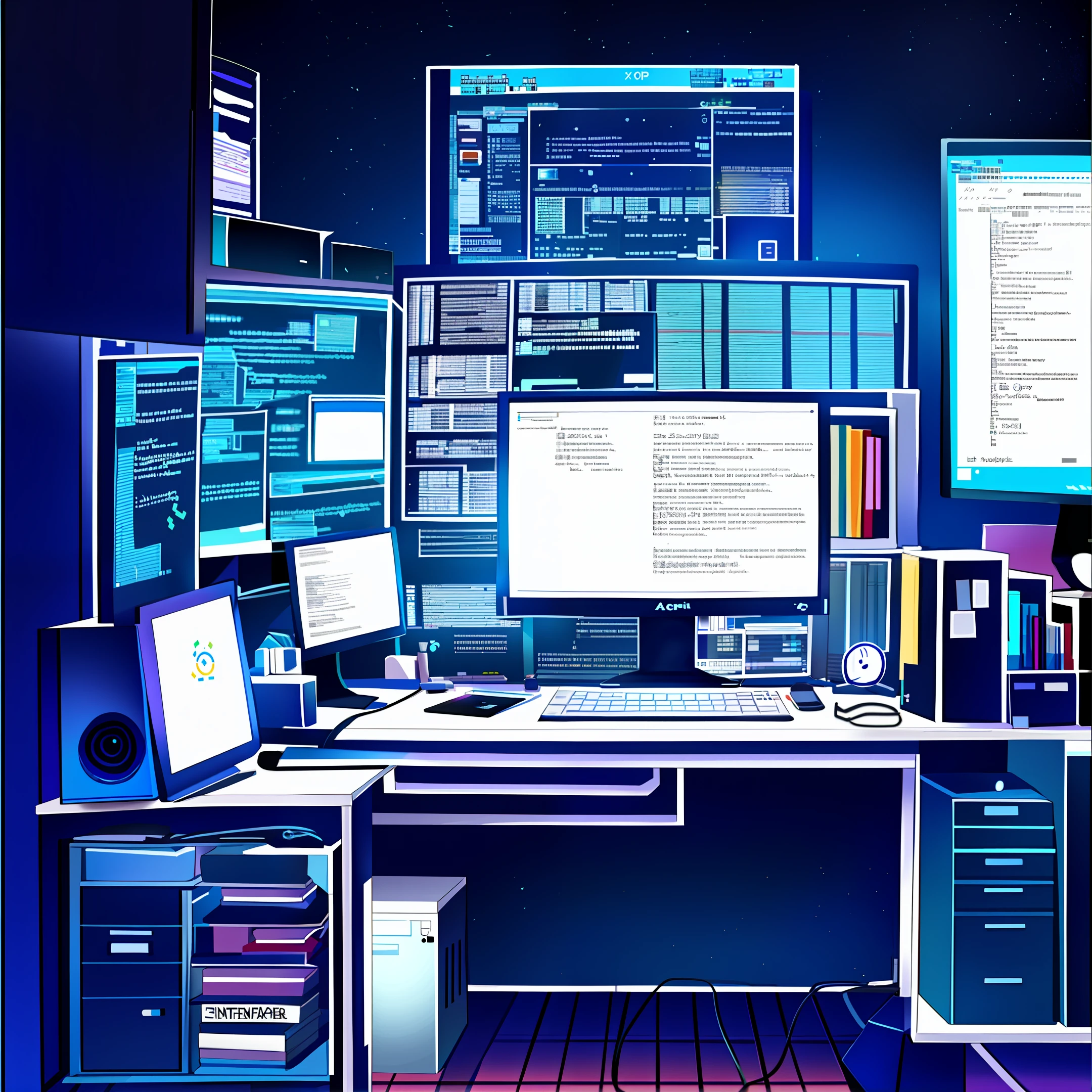 Programmer creating an AI on h - SeaArt AI