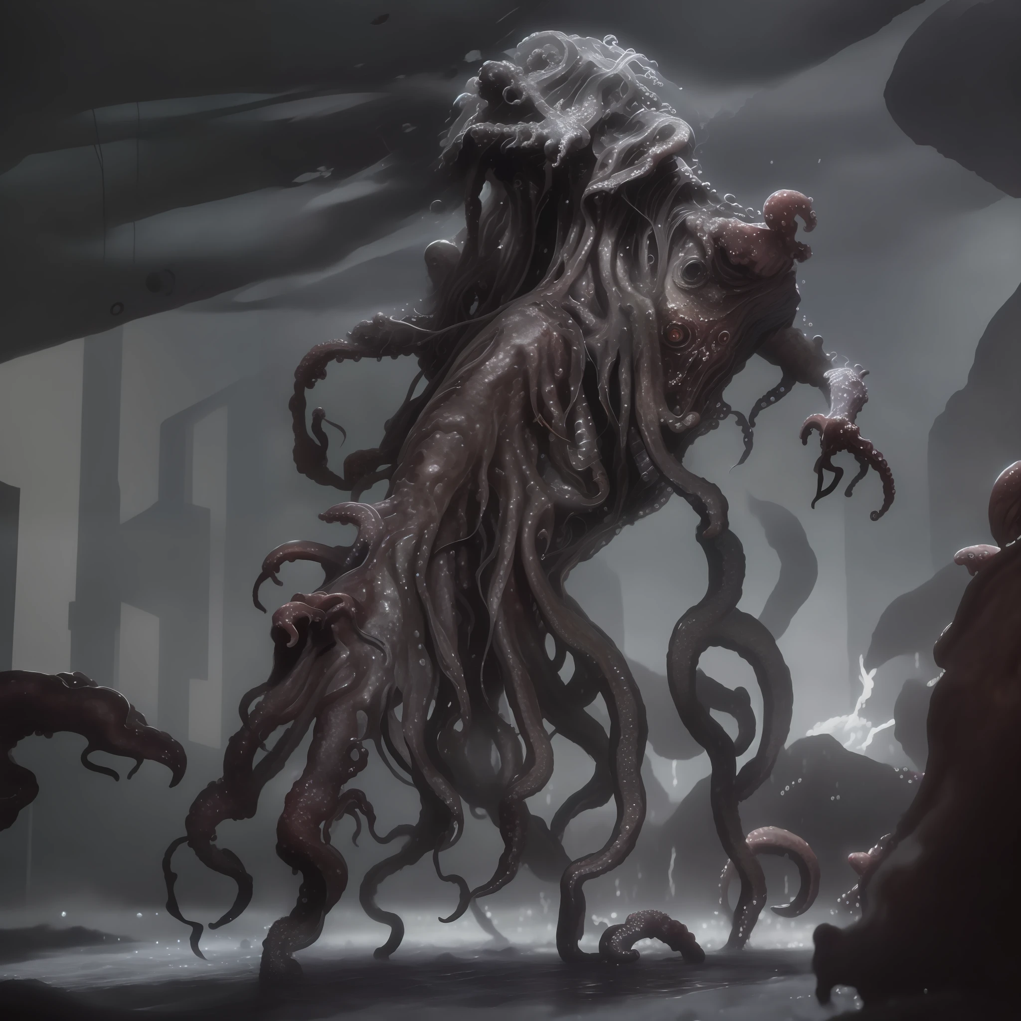 A close up of a person standing in front of a giant creature - SeaArt AI