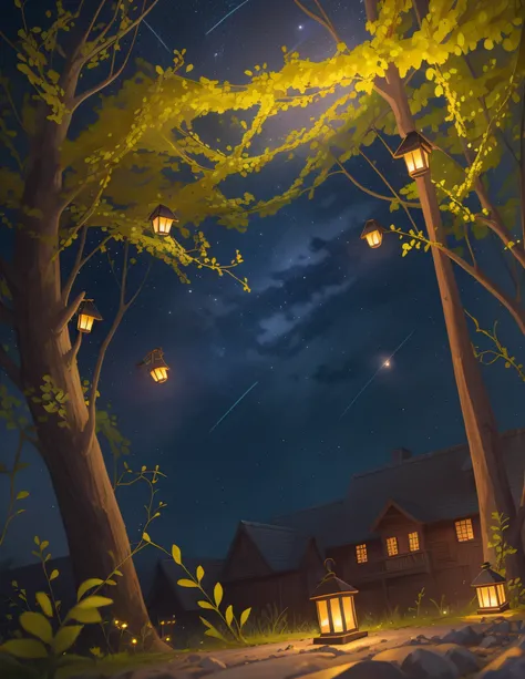 Fireflies flying in a square, night sky, magical night, bright ...