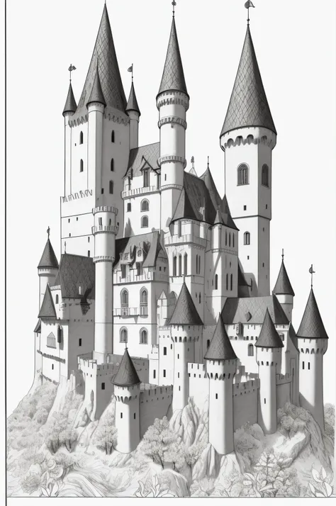 Beautiful and detailed medieval castle, masterpiece, best quality ...