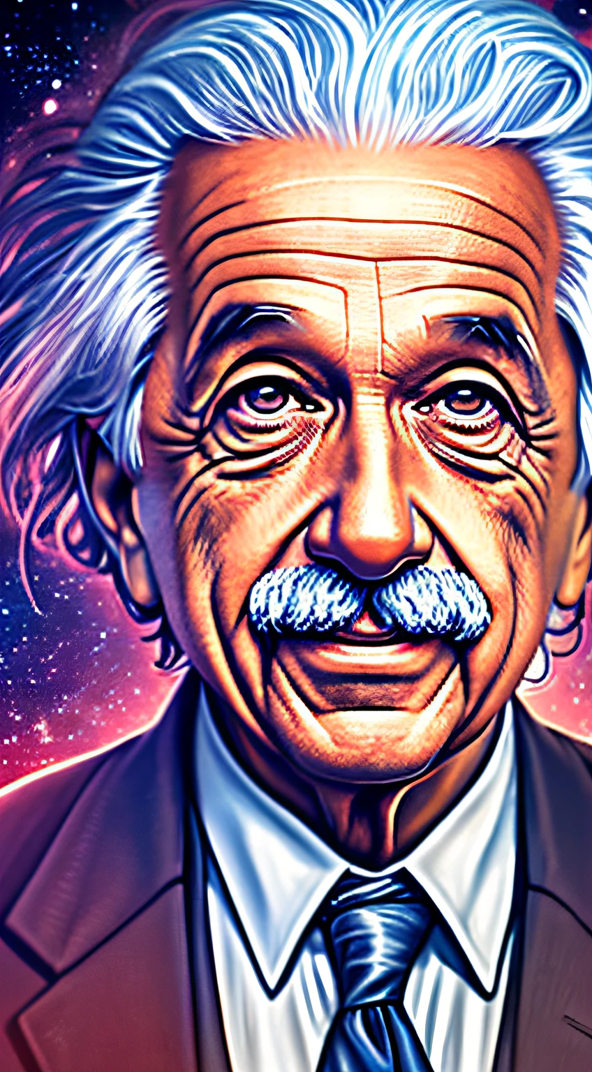 老男, 1人, 艾尔伯特爱因斯坦, 燦爛的笑容, 正面看 - SeaArt AI