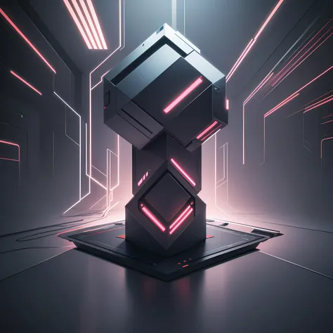 nanotech cyber minimalism abstract art piece, digital rendering ...