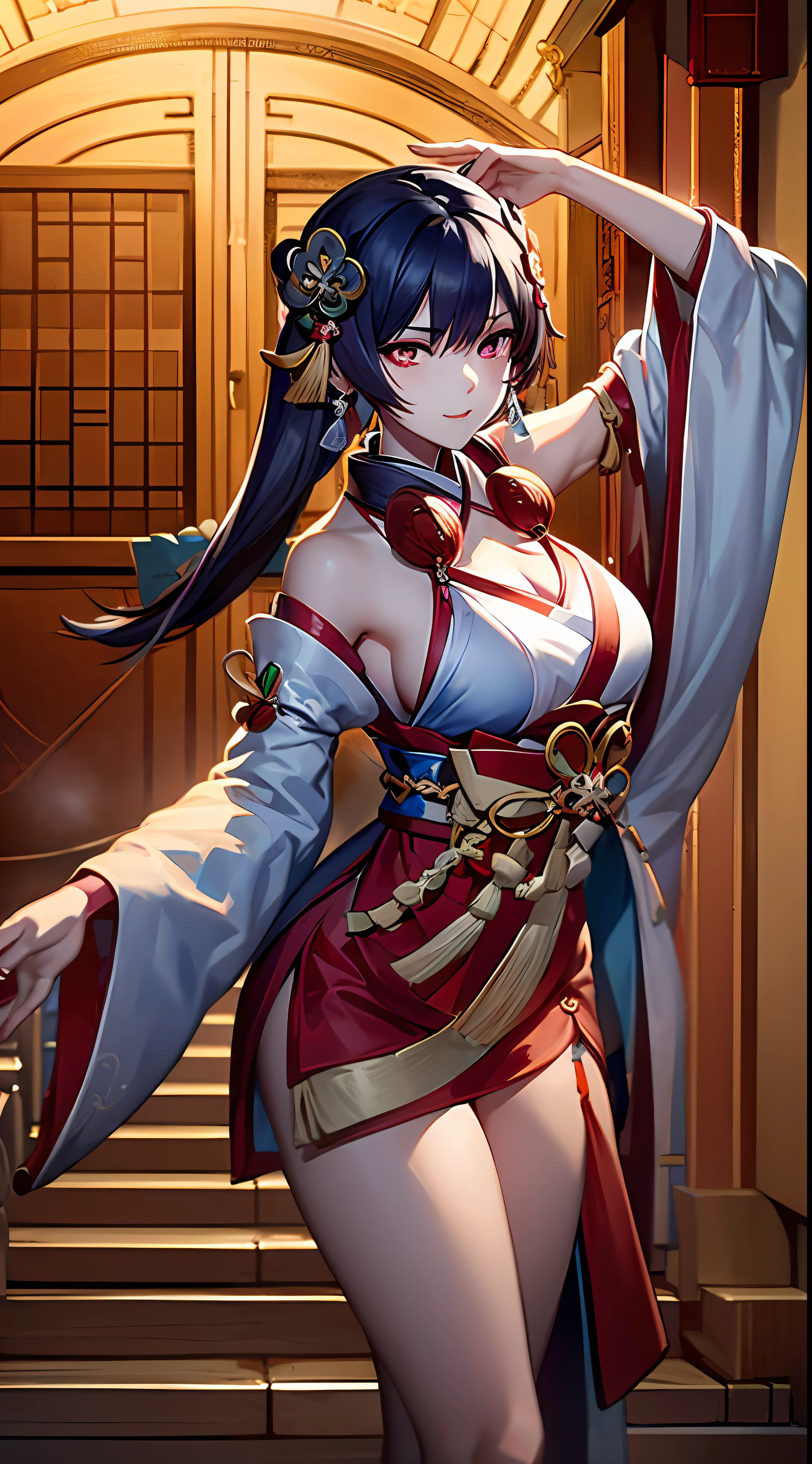 1 girl, onmyoji, in a temple, best quality, ((dancing)) - SeaArt AI