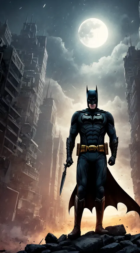 Batfleck Ben-Affleck batman in the rain on a city street at night, from ...