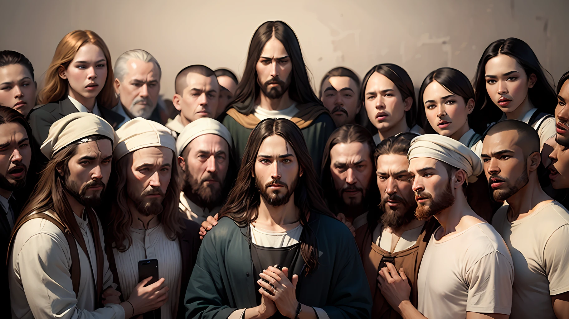 Imagine Jesus Christ with his 12 disciples --auto - SeaArt AI