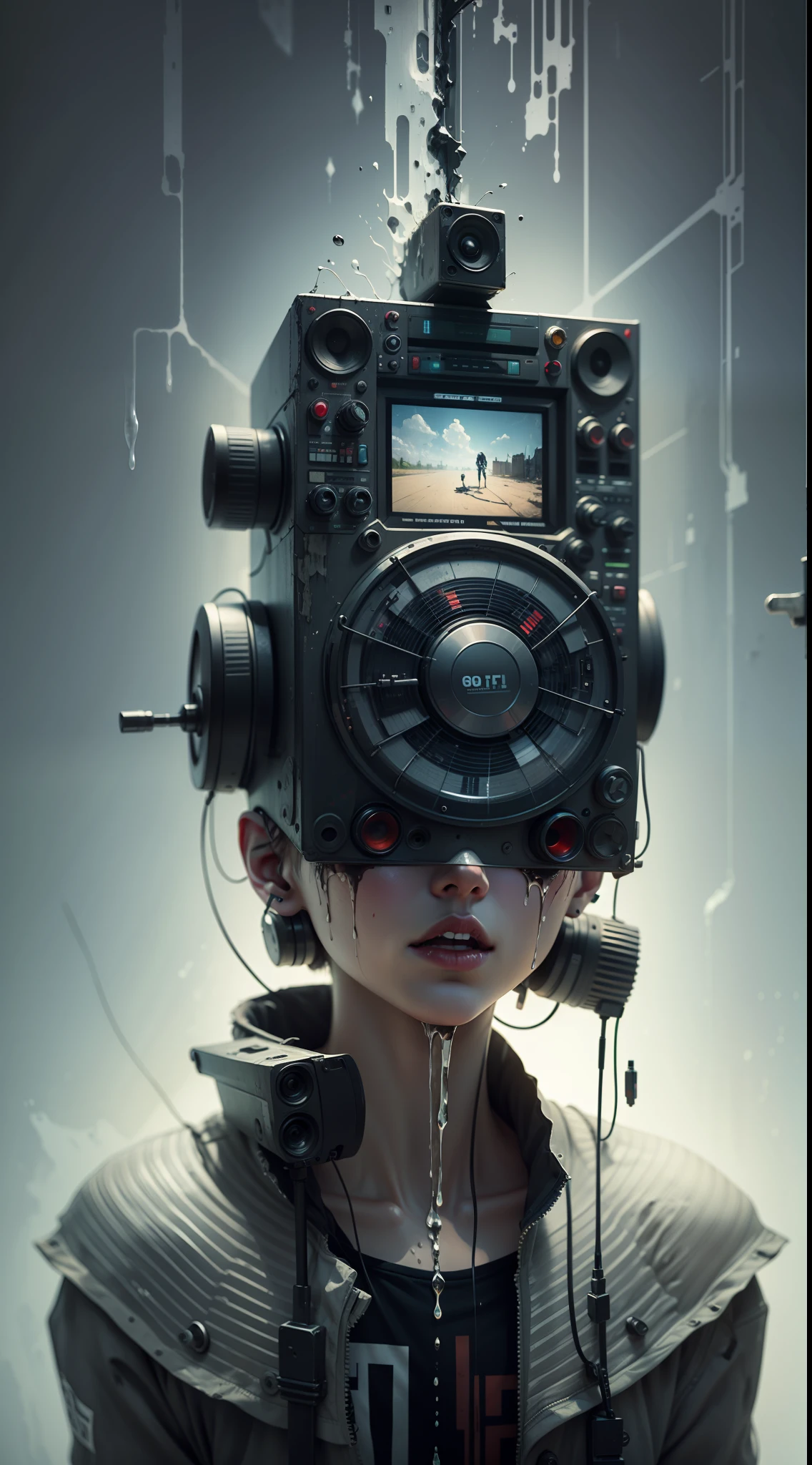 A close up of a person with a camera on their head - SeaArt AI