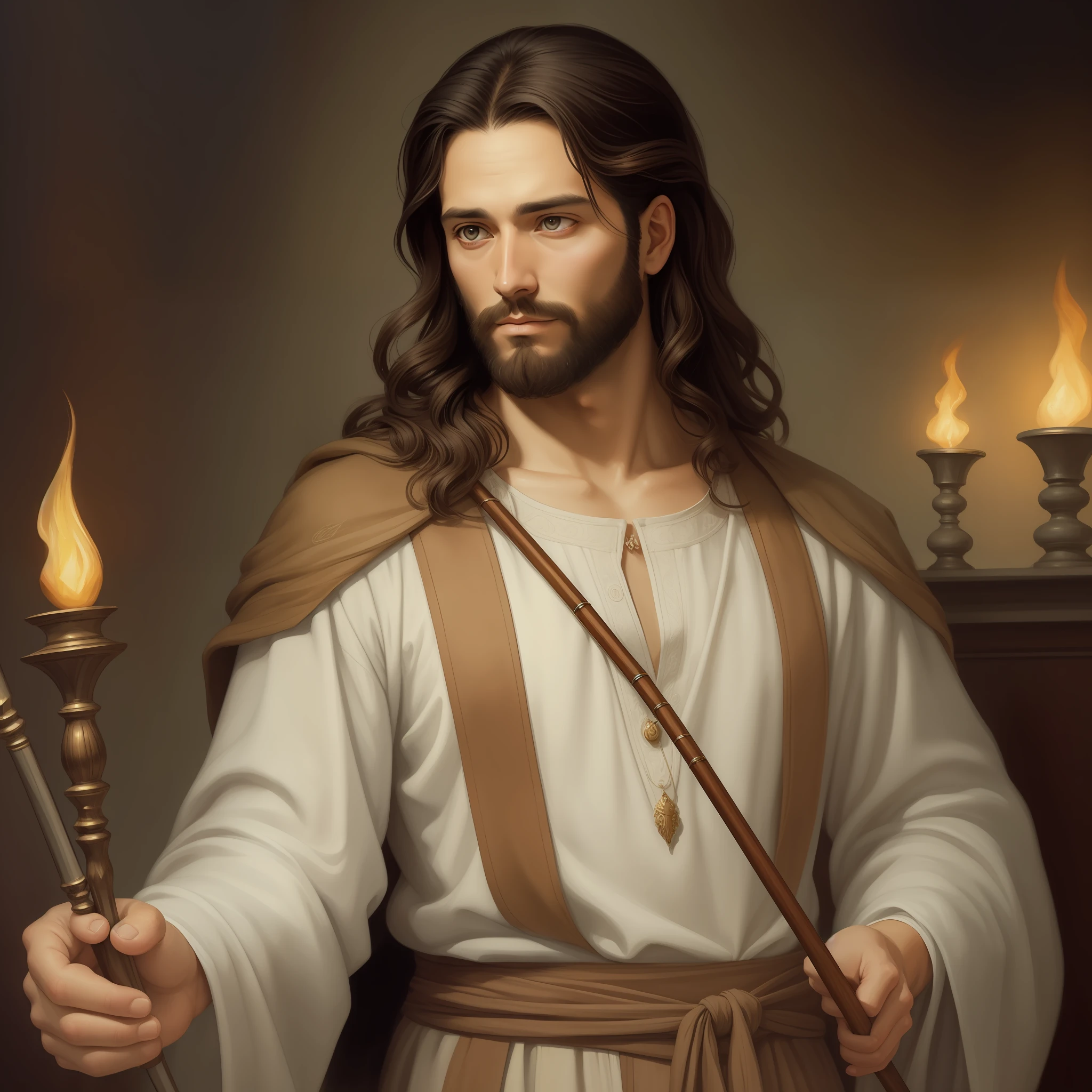 A beautiful ultra-thin realistic portrait of Jesus, the prophet, a man ...