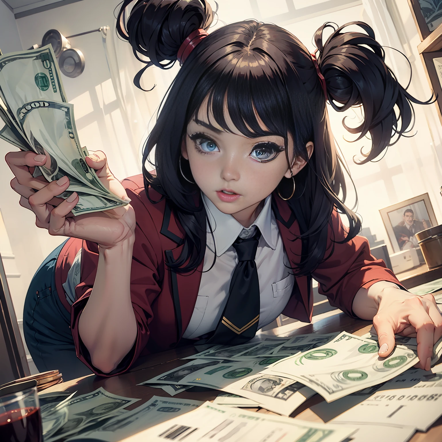 Anime Girl Holding A Stack Of Money In Front Of Her Face SeaArt AI anime-girl-holding-a-stack-of-money-in-front-of-her-face-seaart-ai