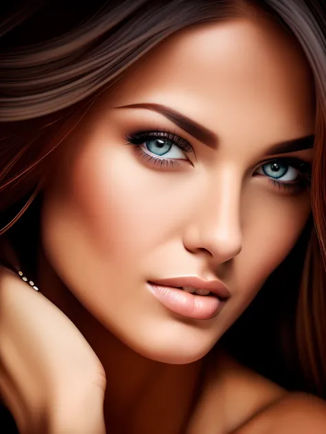 hyper-realistic photo of a beautiful white woman upper body, with long ...