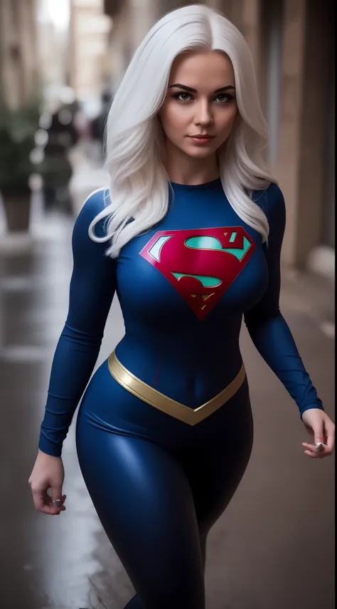 Beautiful Woman White Hair Supergirl And Black Cat Fusion Outfitblack Cat Marvel Black And