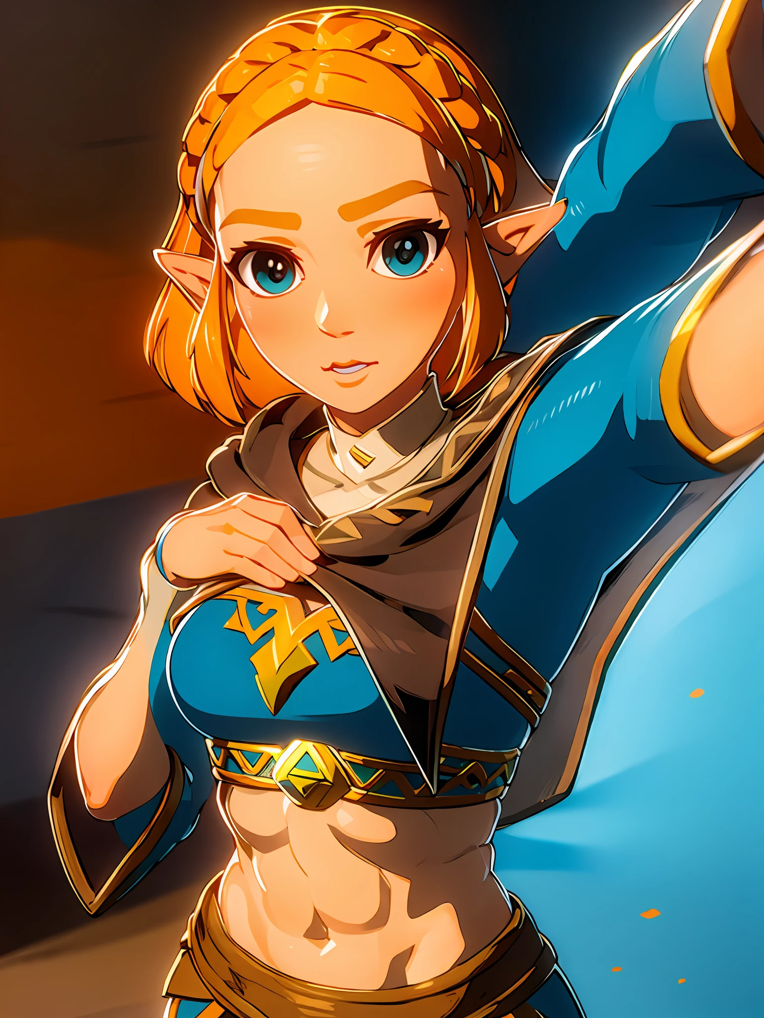 zelda\(princess\) crop top clothes lift,selfie, - SeaArt AI
