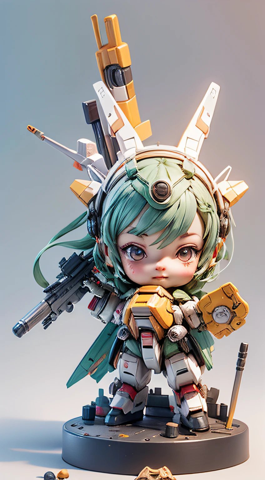 There is a mini Gundam mech, cute, 3d rendering, little robot, portrait ...