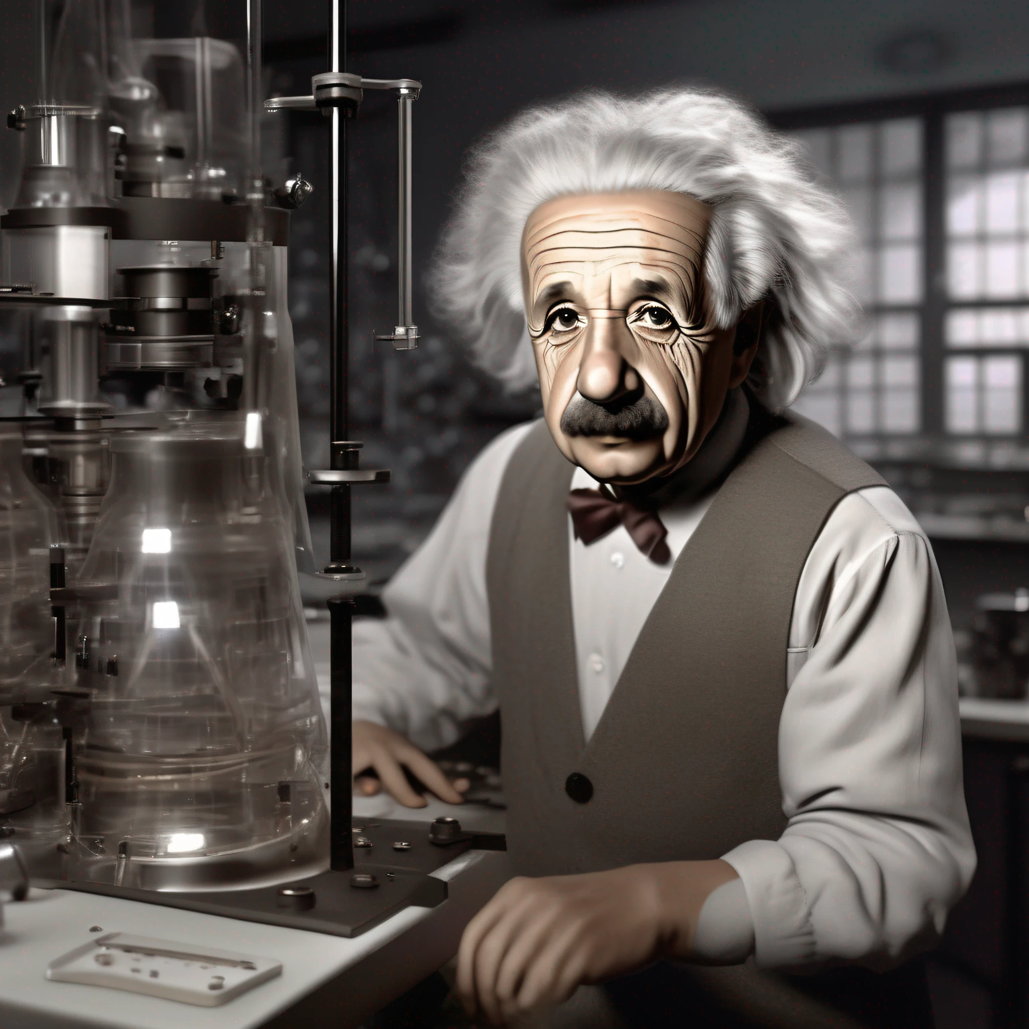Ultra-realistic image of physicist Albert Einstein in a laboratory ...