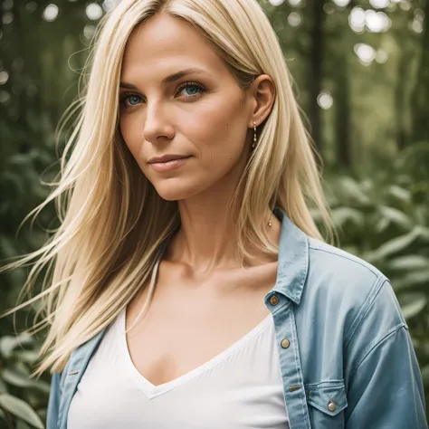 RAW photo, a portrait photo of a blonde (41 years old) in casual ...