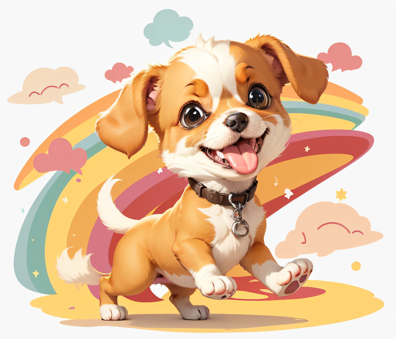cheerful puppy, cuddly puppy, cartoon style, cartoon fix mouth ...