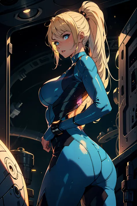 1girls，Female Star Warrior，Delicate and beautiful face，blushing face，Blue pupils，The lips open ...