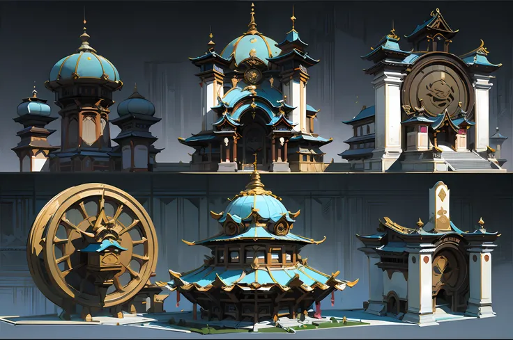Game Academy，game icons，Ethno-style architecture，Structurally sound ...