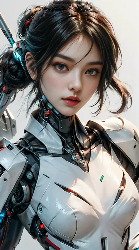 The best illustration, favoring details, close-up, a mecha girl with a delicate and beautiful ...