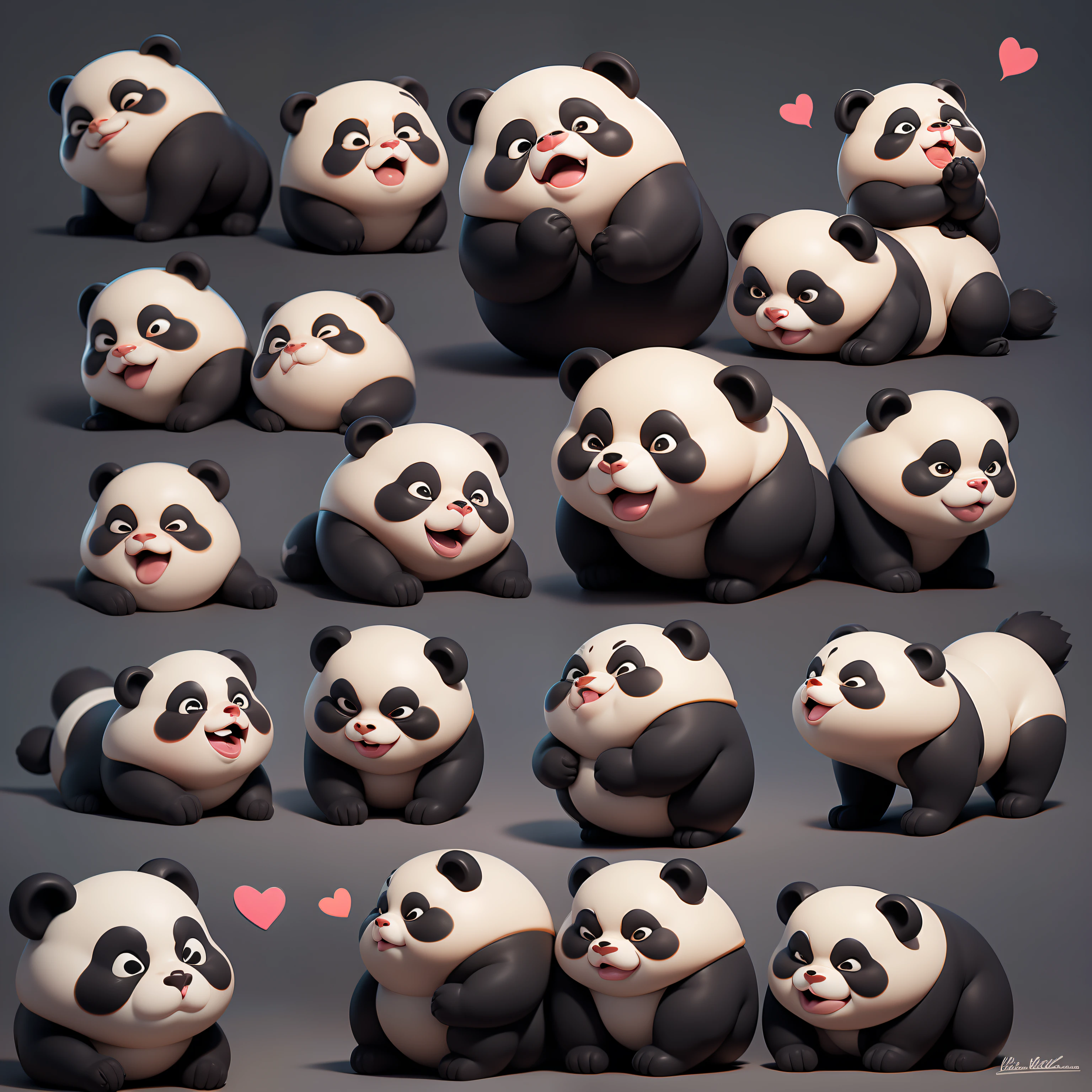 Various expressions of pandas ,cute and fat, Multiple poses and ...