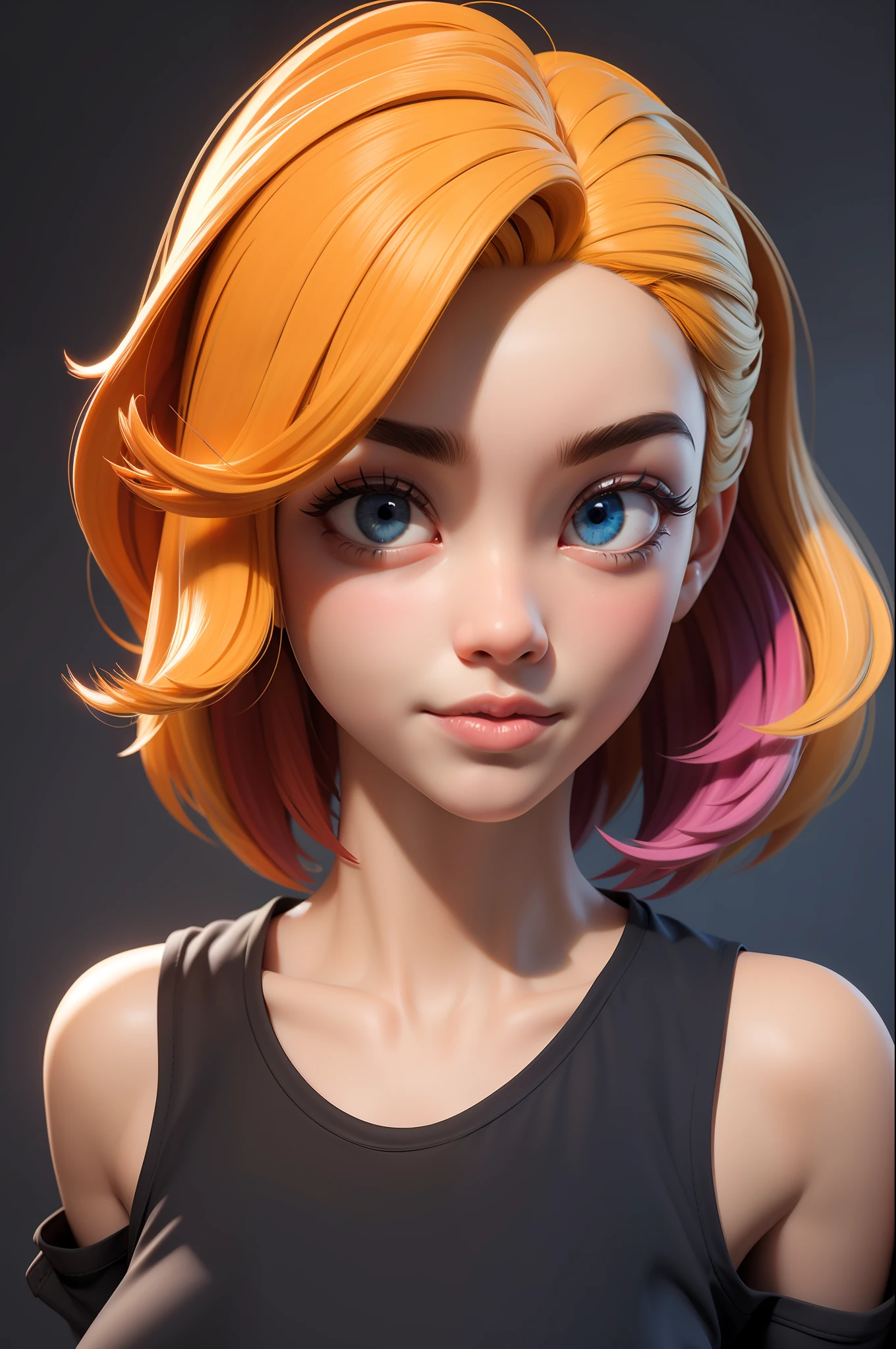 A close up of a woman with orange hair and blue eyes - SeaArt AI