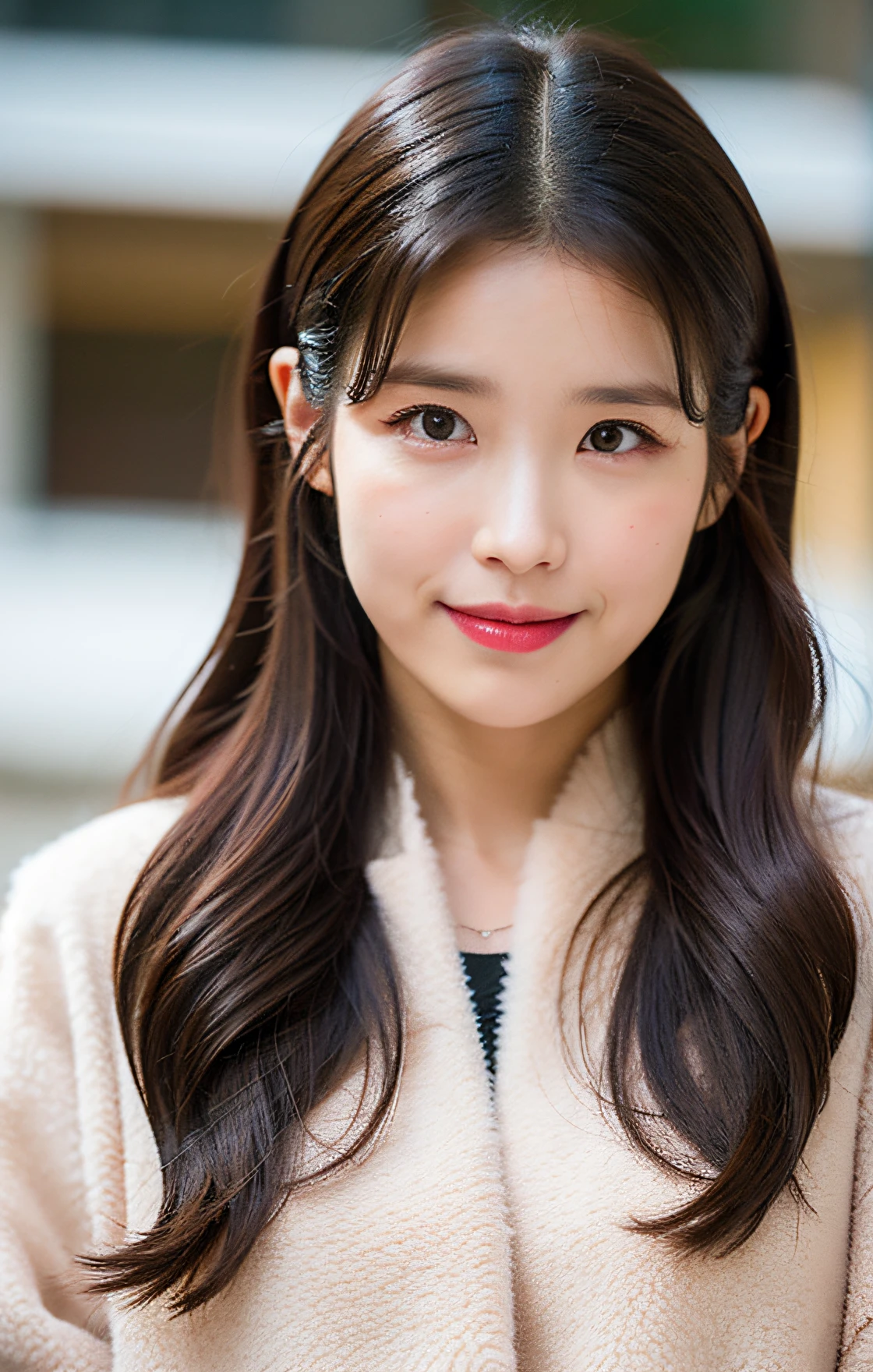 A close up of a woman with long hair wearing a coat - SeaArt AI