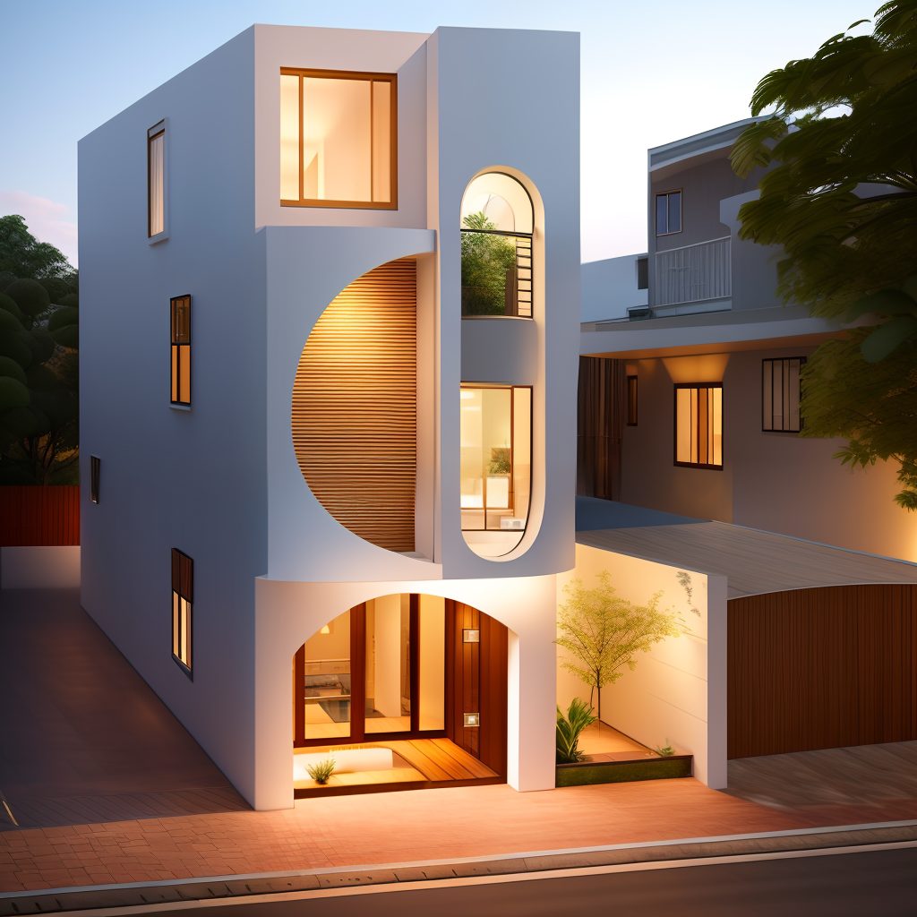 rendering of a modern residential townhouse, professional render, wide angle exterior 2023 ...