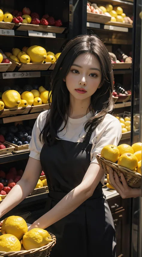 Michelle Ice City，glass，fruit shop，lemons - SeaArt AI