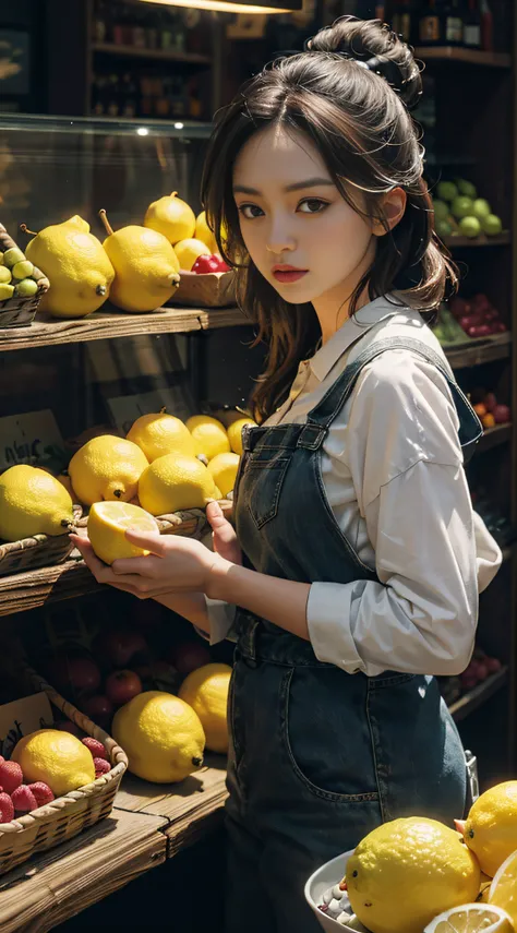 Michelle Ice City，glass，fruit shop，lemons - SeaArt AI