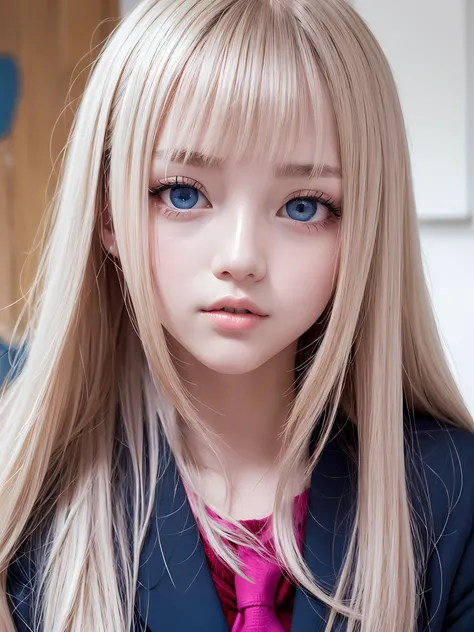 Big Blue Eyes With Radiant Transparency、bangs Above Both Eyes、very