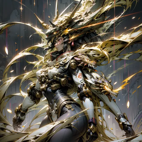 with light glowing，Reflective，（Tall mech：1.6），Amber gradient，（Use the ...