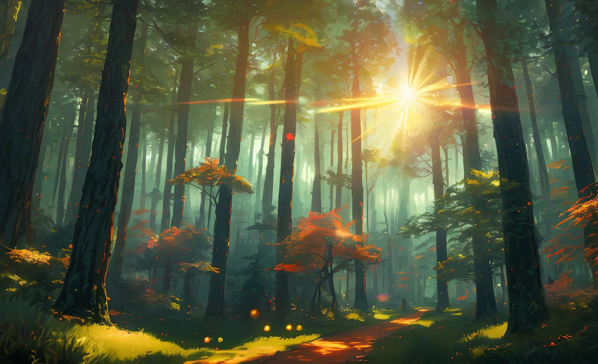 Analog style, ChromaV5, nwinkpunk (extremely detailed CG unity 8k wallpaper), forest scenery ...