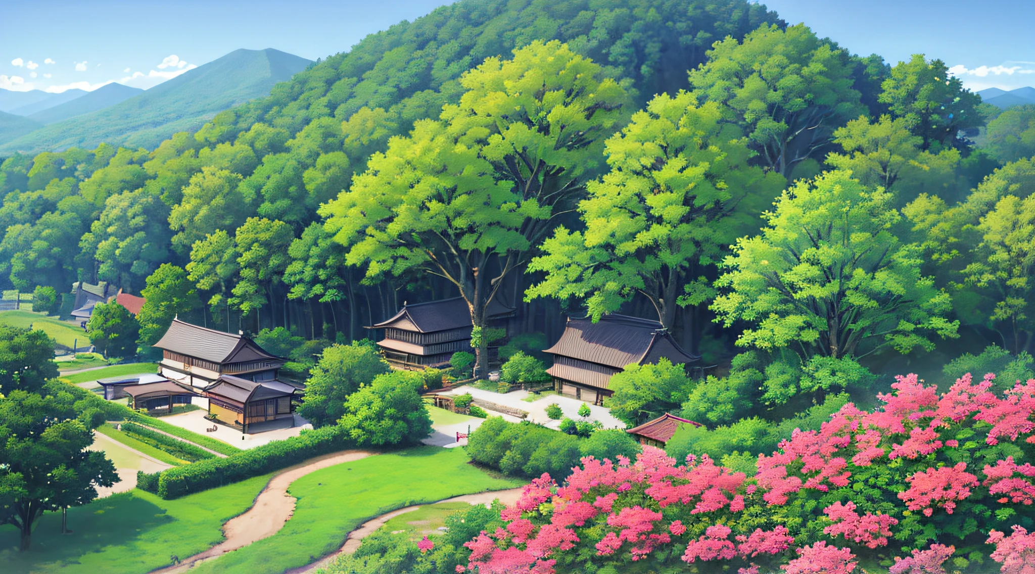 Flower garden and house view in the distance, flickr, Japan countryside, Japan countryside, big ...