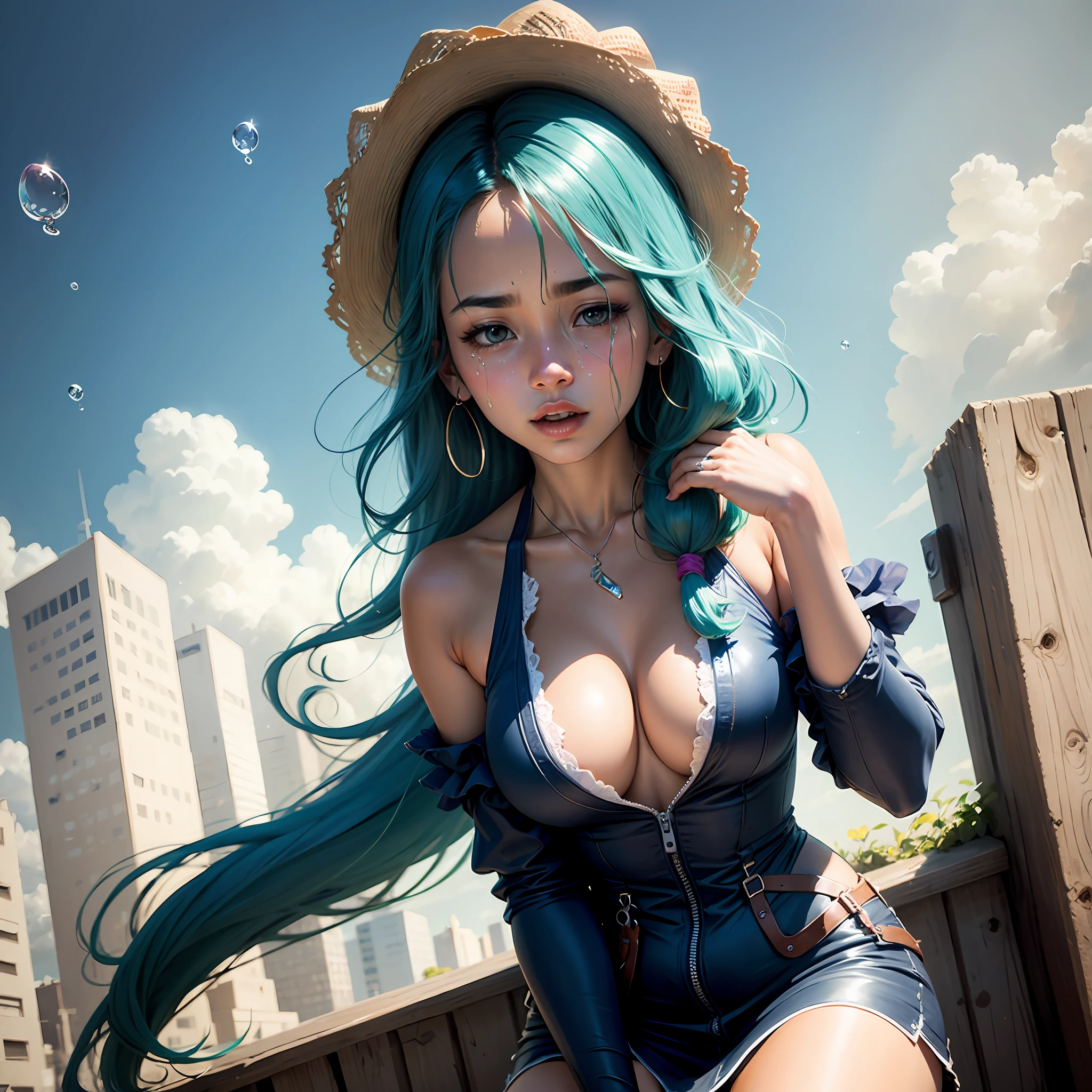 Azure hair，teardrop，Look up，Kizi --auto - SeaArt AI