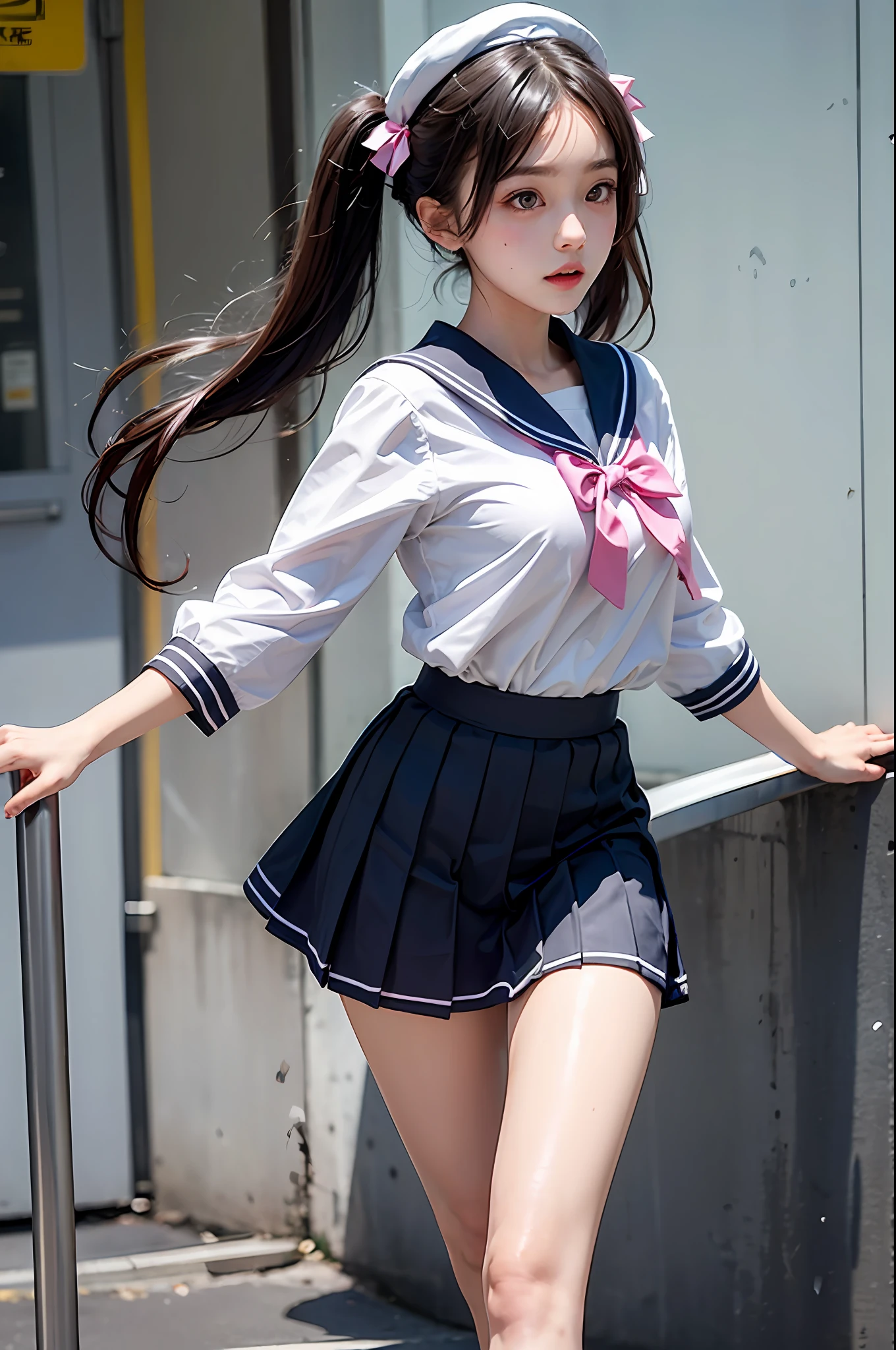 Arafed asian woman in a sailor outfit posing for a picture - SeaArt AI