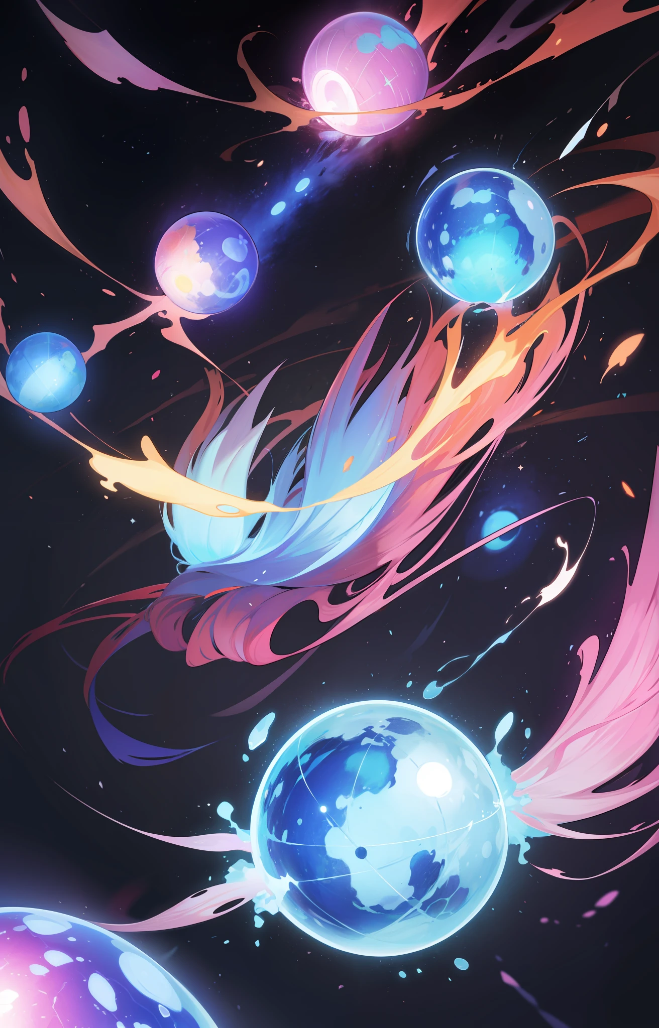 8k，coloured with lots of colour，flatchest，bit girl，magia，energy sphere ...