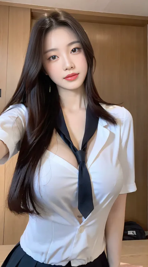 Chinese beautiful woman，perfect bodies，Whiten skin，long whitr hair，Protruding cleavage，Raised ...