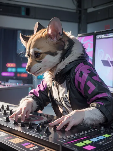 Realistic digital art of a turtle playing DJ set, Furry Artist, Furry digital art,, nffsw ...