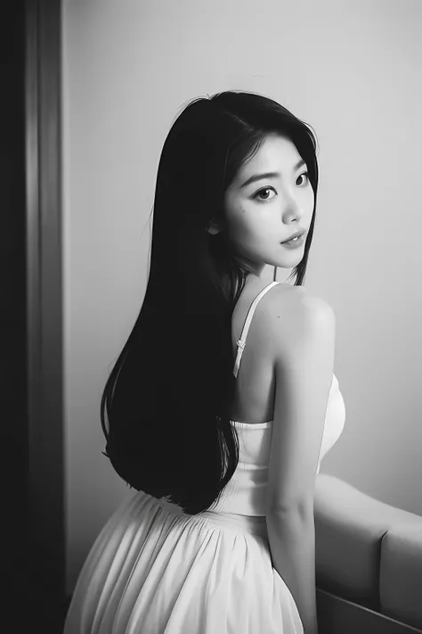 Photo of a Beautiful Korean kpop idol Woman, Summer, Lustful, film grain, Ilford HP5 - SeaArt AI